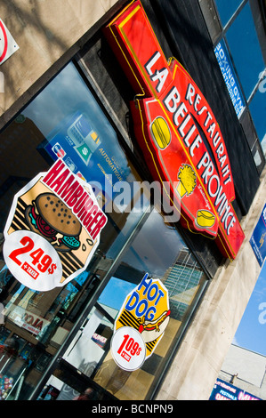 Quebec fast food chain La Belle Province selling hot dogs and poutines ...