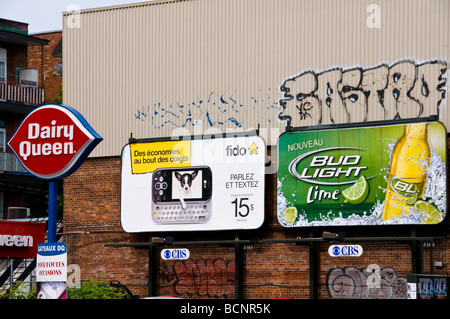 French language advertising signs Montreal canada Stock Photo - Alamy
