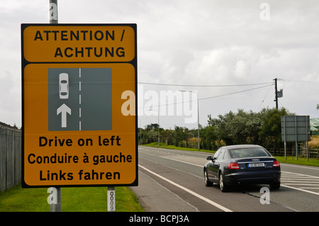 Drive on left sign at English Border with Scotland - both drive on left ...