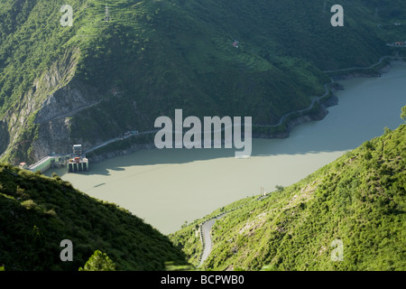 The reservoir Chamera Lake, on the Ravi river near Chamba, Himachal ...