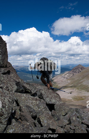 Mike Vining climbing the Rio Grande Pyramid Weminuche Wilderness Area ...
