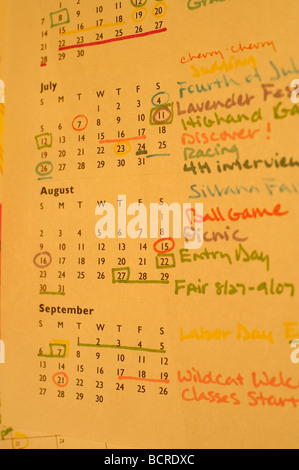 Home bulletin board with notes schedules reminders and important dates ...