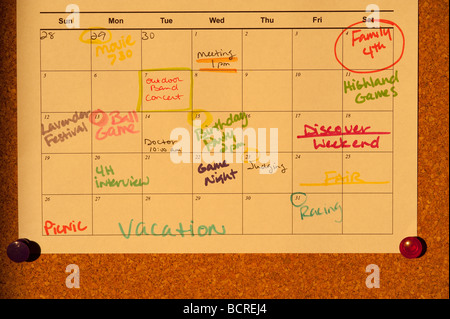 Home bulletin board with notes schedules reminders and important dates ...