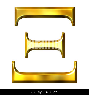 Golden Greek letter Xi, 3D rendering isolated on white background Stock ...