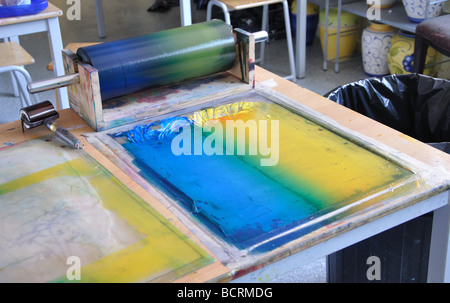 A Printmaking Workshop with school Children Stock Photo - Alamy