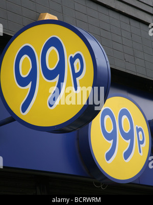 99p shop sign Stock Photo - Alamy