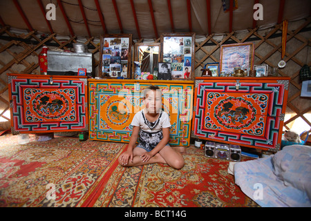 Mongolian family inside a traditional ger, Mongolia Stock Photo - Alamy