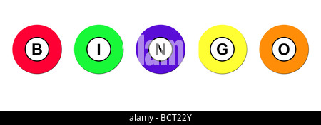 Bingo balls spelling the word 'bingo' on a glowing blue background ...