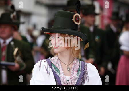 Woman in traditional costume, Styria, postage stamp, Austria Stock ...