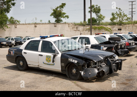 Wrecked police car Stock Photo - Alamy