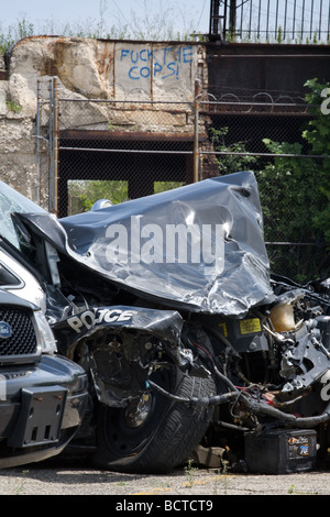 Wrecked police cars Cleveland Ohio Stock Photo - Alamy