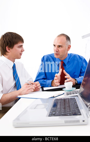 businessmen with notebook on meeting Stock Photo - Alamy