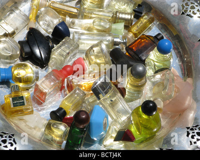 A shop window display with many miniature bottles of spirits Stock ...