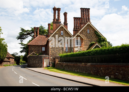 Elizabethan chimneys on houses in Albury surrey england Stock Photo - Alamy