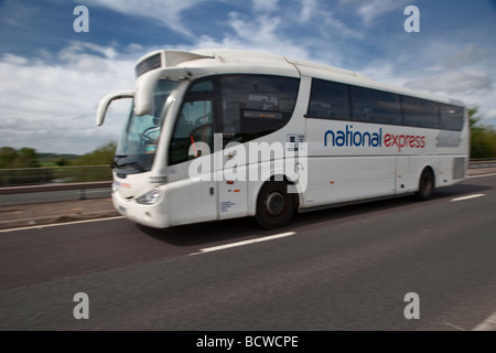 National Express coach on motorway. Volvo Plaxton Elite KSK 951 ...