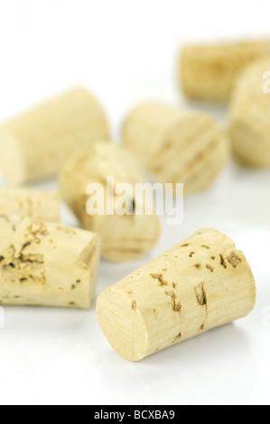 Cork stoppers isolated against a white background Stock Photo - Alamy