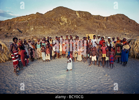 Africa Kenya Turkana tribe men at traditional dance October 2005 Stock ...