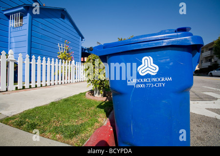 A Blue trash bin for the City of Los Angeles Bureau of Sanitation’s ...