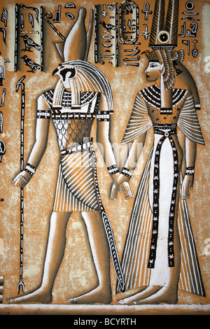 Ancient Egyptian wall painting of the god Geb. This god of the earth is ...