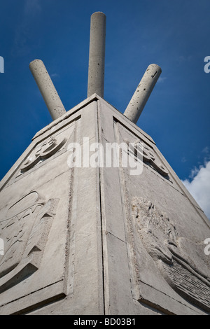 A tipi shaped artwork is seen on a promenade facing the lac St Jean ...