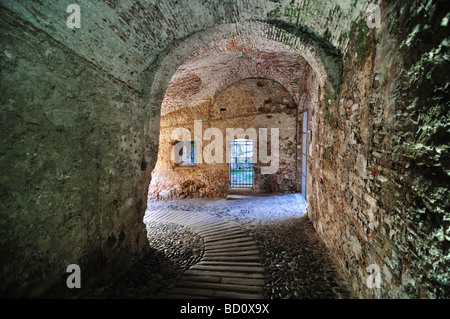 Corner detail of a stone dungeon of a medieval castle in Italy Stock ...