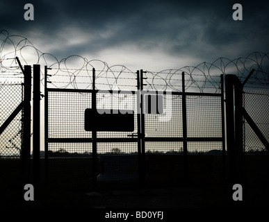 warning danger signs at an airfield Stock Photo - Alamy
