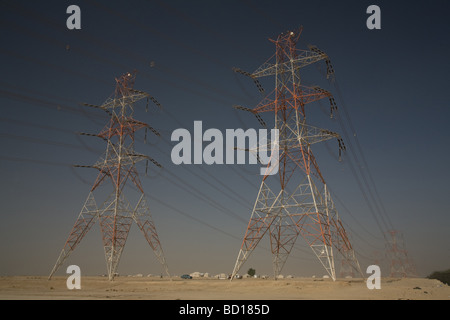 Transmission Power Lines cables Kuwait Electricity Stock Photo - Alamy