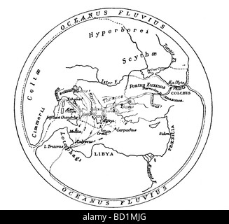 Map of the world according to ancient Greek geographer Eratosthenes ...