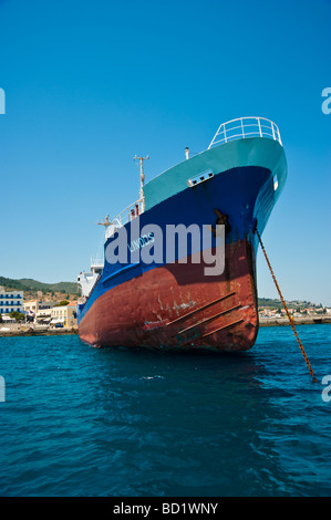 Cargo ship anchoring at the coast of Spetses Greece Stock Photo - Alamy