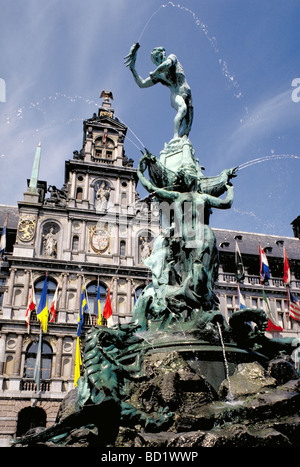 Belgium, Antwerp. Grote Markt, Brabo Fountain Stock Photo - Alamy