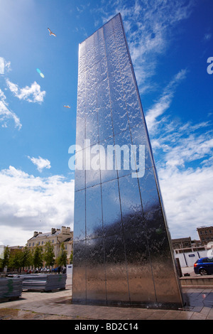 Water feature outside Wales Millennium Centre at Cardiff Bay waterfront ...