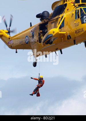 Royal Air Force helicopter winchman above Belize jungle, Central ...