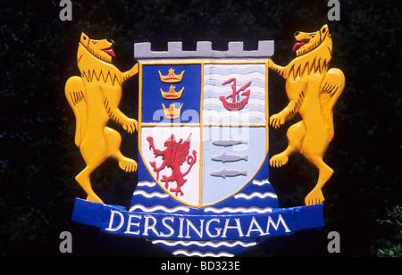 Dersingham Village Sign, Norfolk England UK signs 2 two lions rampant ...