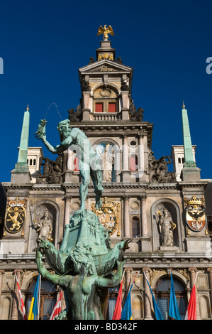 Belgium, Antwerp, Brabo fountain sculpture by Jef Lambeau Stock Photo ...