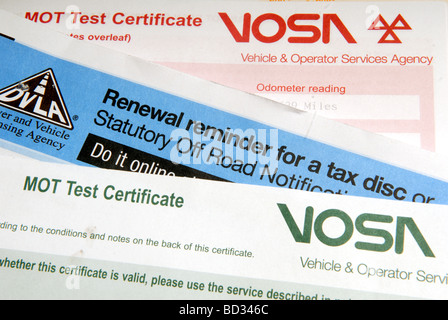 Mot Certificate and Tax Reminder Forms Stock Photo - Alamy