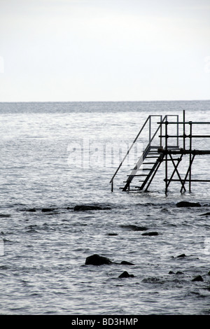 one empty jetty with steps in sea Stock Photo - Alamy