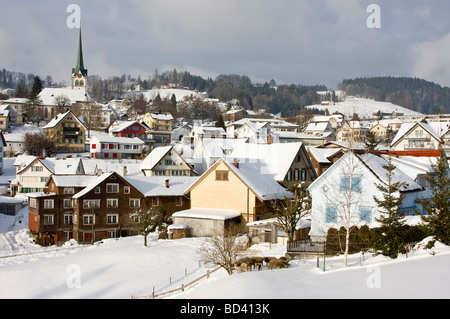Winter view of Teufen, Appenzell Ausserrhoden village, Switzerland ...