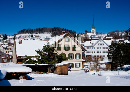 Winter view of Teufen, Appenzell Ausserrhoden village, Switzerland ...