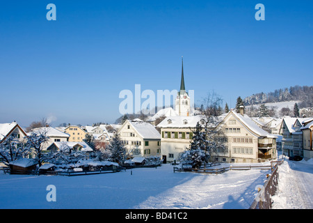 Winter view of Teufen, Appenzell Ausserrhoden village, Switzerland ...