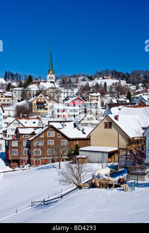 Winter view of Teufen, Appenzell Ausserrhoden village, Switzerland ...