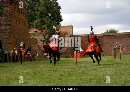 Medieval heavy calvary knight showing his lance related skills. Taken ...