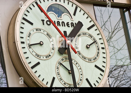Midtown Manhattan, 5th Avenue. Tourneau clock store with many big ...