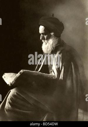 Religious Jewish man at studying Talmud at a synagogue in the Crown ...