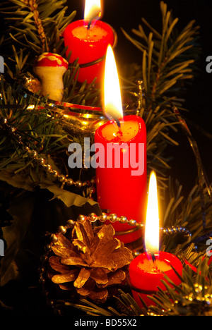 advent wreath with burning candle Stock Photo - Alamy