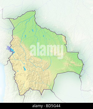 Relief map of Bolivia with shaded relief Stock Photo - Alamy