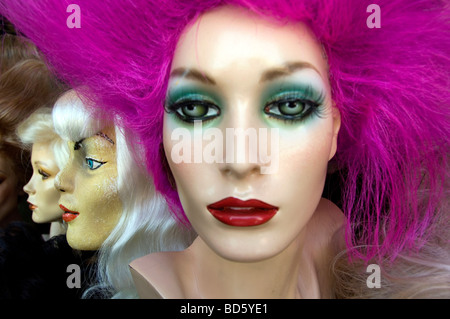 Wig shop window display, Hollywood Boulevard, Los Angeles, California ...