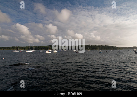 Mawnan beach in cornwall with helston passage at dusk Stock Photo - Alamy