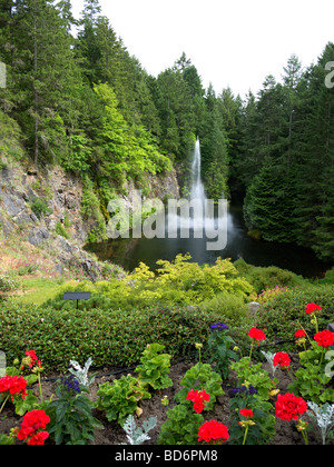 The Ross Fountain at Butchart Gardens near the City of Victoria on ...