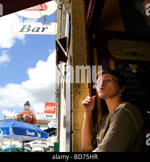 French woman smoking at the cafe Stock Photo - Alamy