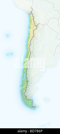Relief map of Chile with shaded relief Stock Photo - Alamy